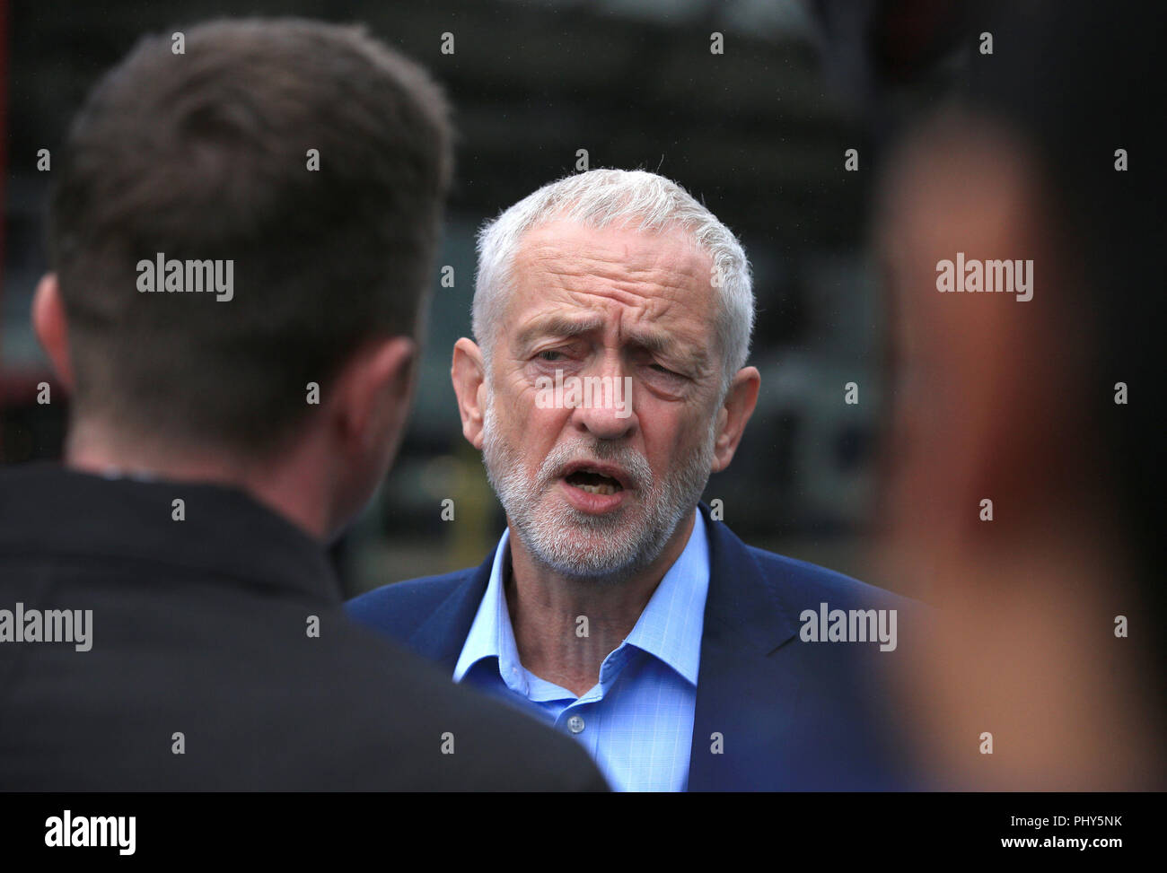 Labour leader Jeremy Corbyn at Liverpool Lime Street Station, Liverpool ...