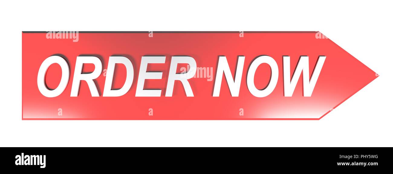 ORDER NOW on red arrow - 3D rendering Stock Photo - Alamy