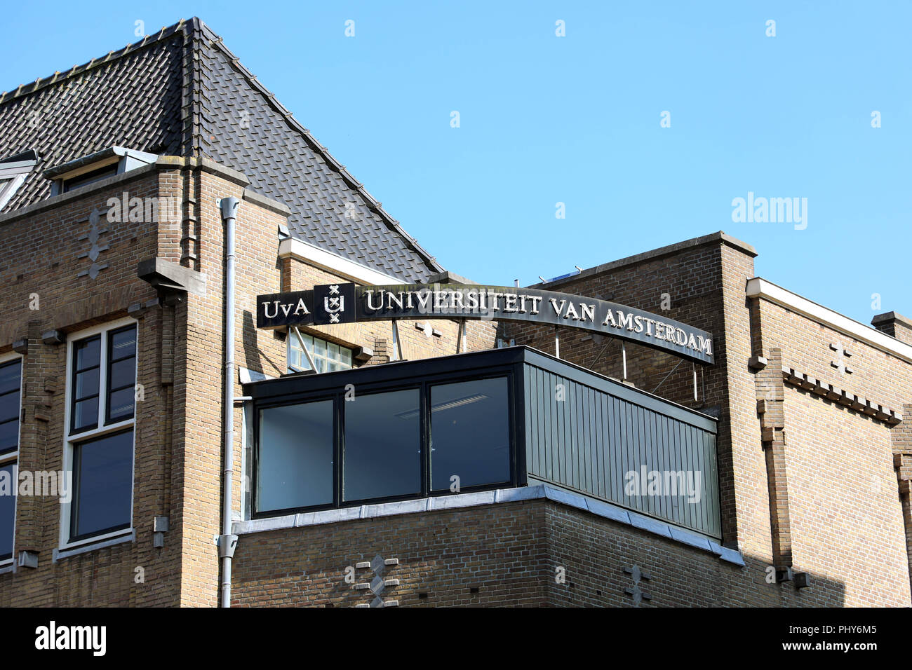 AMSTERDAM, NETHERLANDS - JUNE 6, 2018: UVA Universiteit van Amsterdam ...