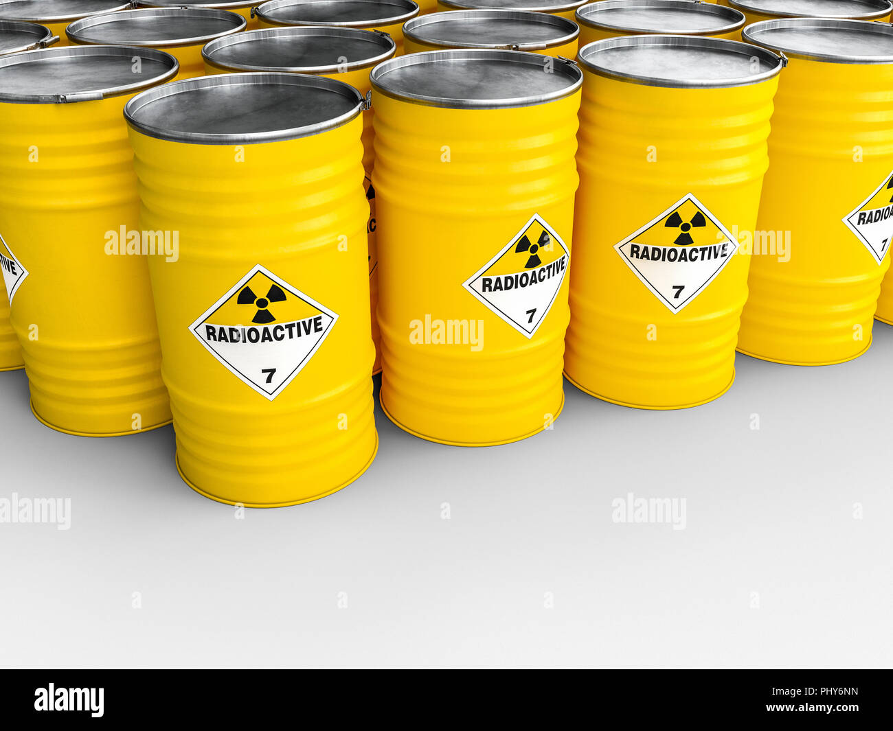 radioactive yellow barrel 3d rendering image Stock Photo - Alamy