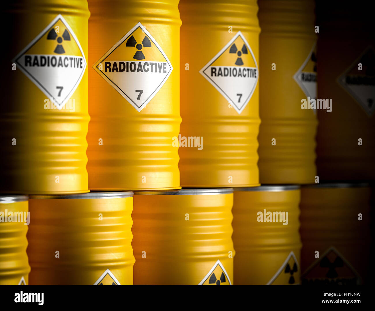 radioactive yellow barrel 3d rendering image Stock Photo - Alamy