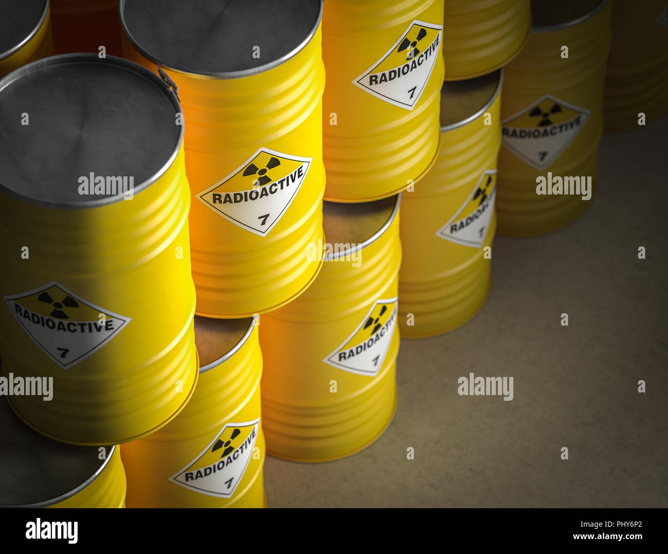 radioactive yellow barrel 3d rendering image Stock Photo - Alamy