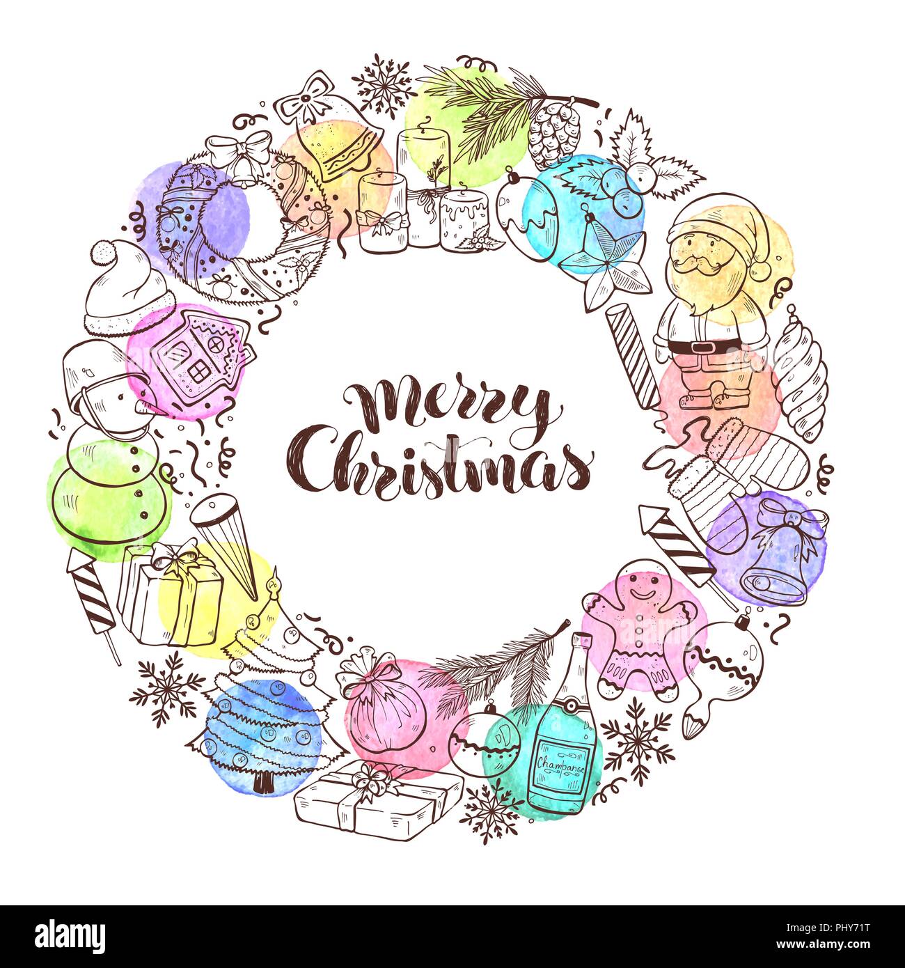 Watercolor bell christmas new Stock Vector Images - Alamy