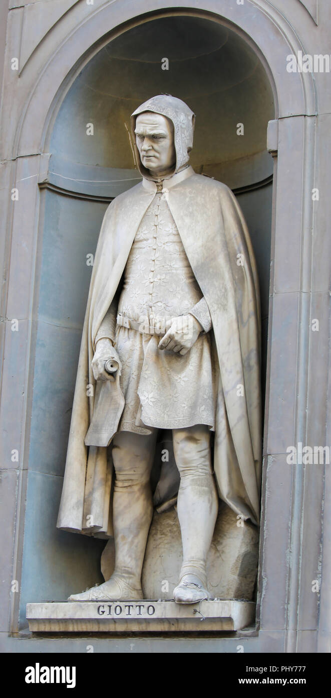 Statue of Giotto di Bondone, a famous 13th Century Italian painter and ...