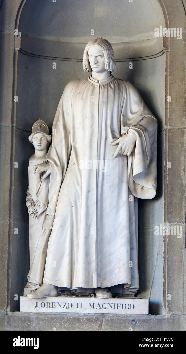 Statue of Lorenzo the Magnificent, or Lorenzo de Medici, a famous ...