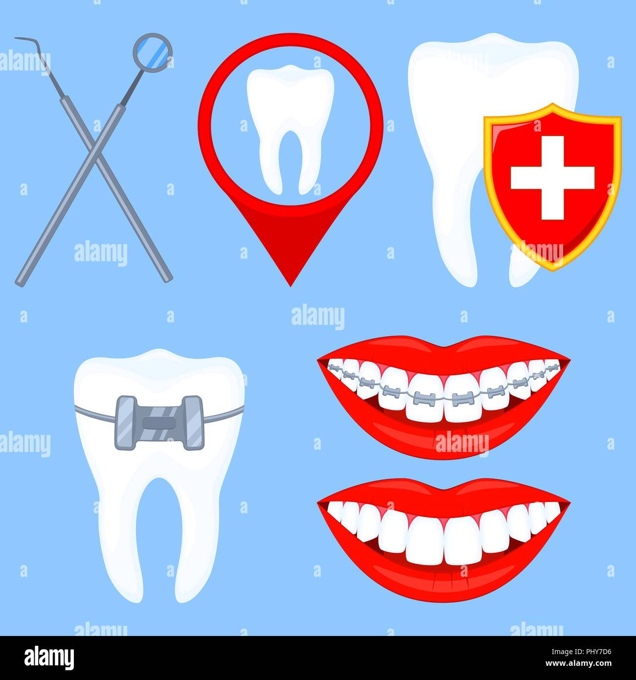 Colorful cartoon dental clinick checkup set Stock Vector Image & Art ...