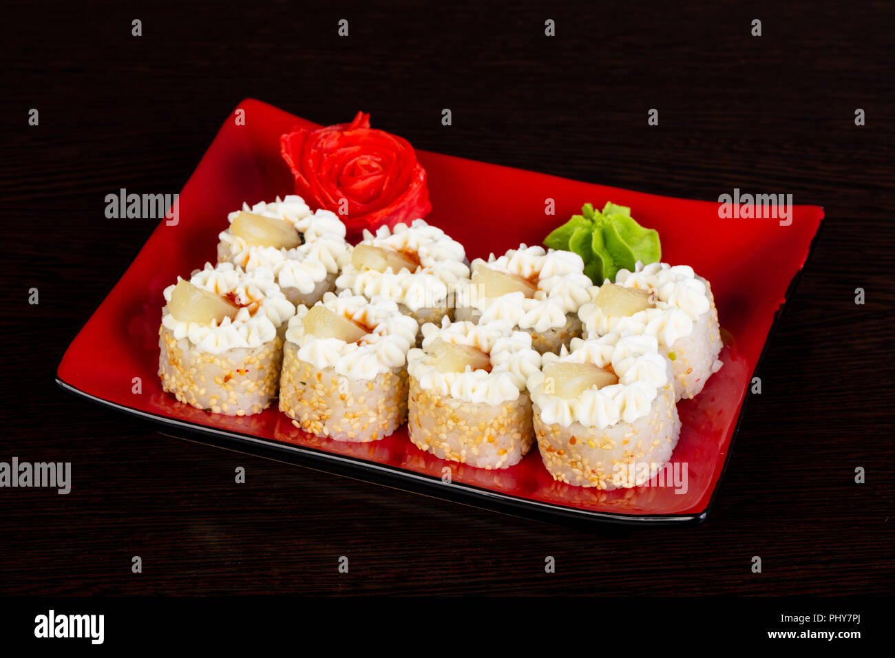 Japanese sweet roll with fruits Stock Photo - Alamy