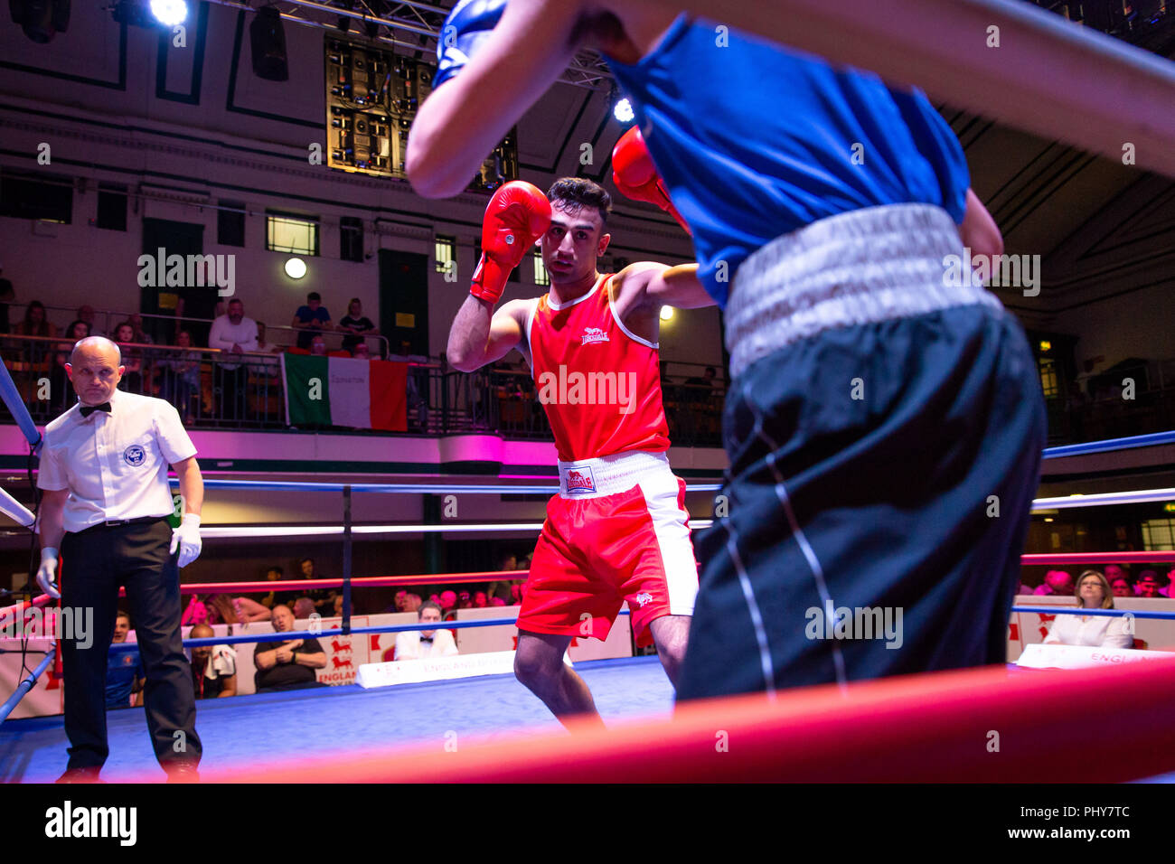 YORK HALL, LONDON - APRIL 22, 2018: Harris Akbar competes against ...
