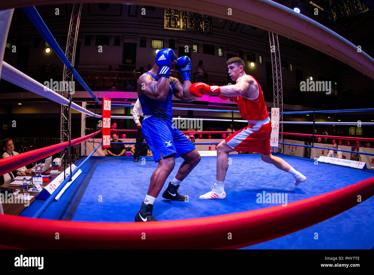 YORK HALL, LONDON - APRIL 22, 2018: Lewis Williams competes against ...