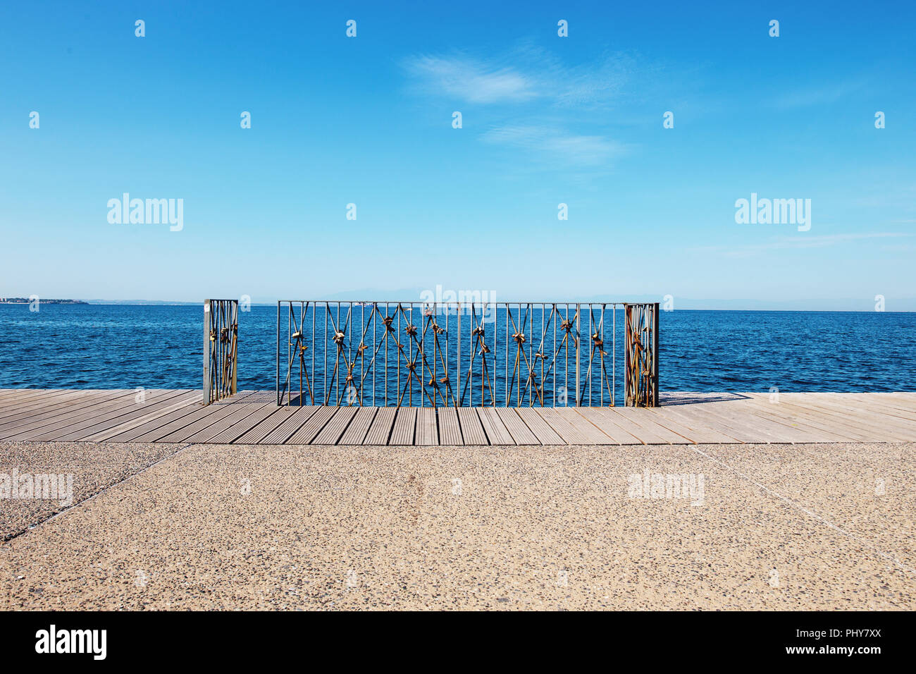 Love locks hanging on railing at Thessaloniki, Greece Stock Photo - Alamy