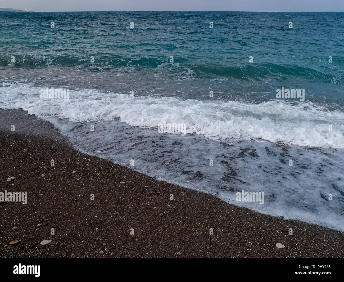 The black sand beach at Wadi Qandil. Mediterranean Sea, Syria Stock ...