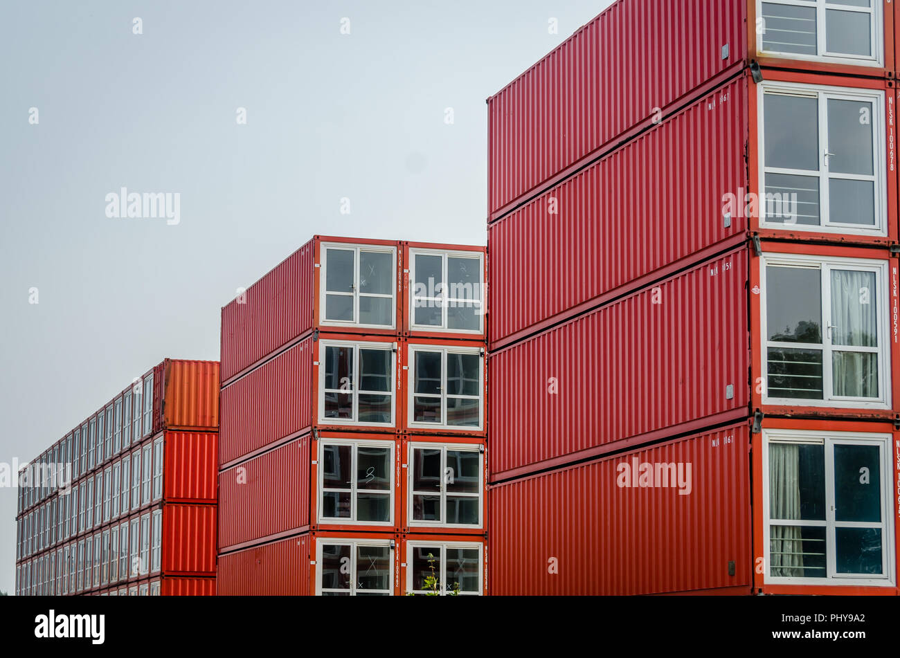 Tiny living in container boxes Stock Photo - Alamy