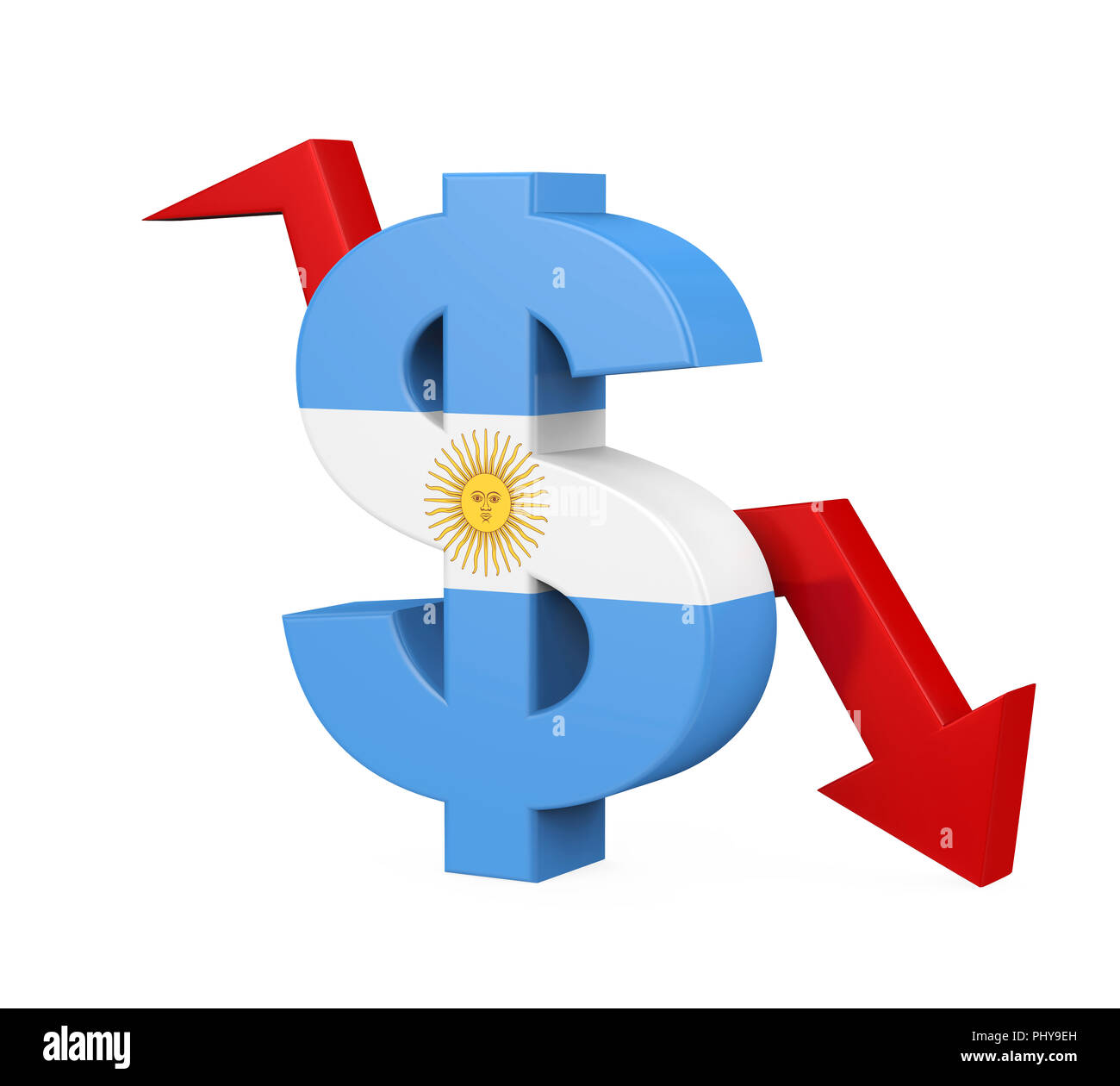 Argentine Peso Symbol and Arrow Isolated Stock Photo - Alamy