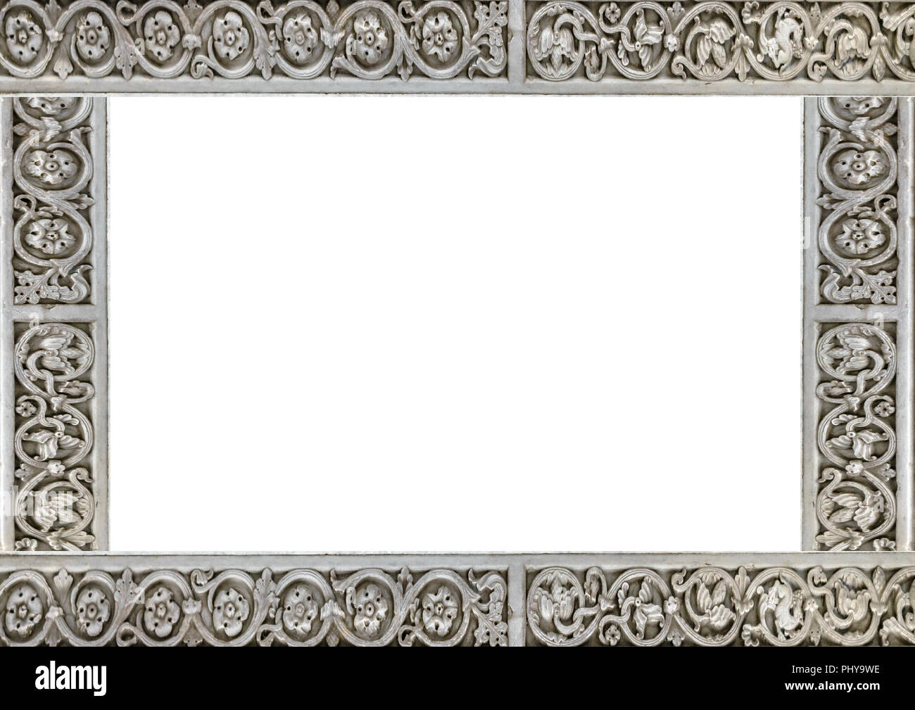 White frame background with decorated design borders Stock Photo - Alamy
