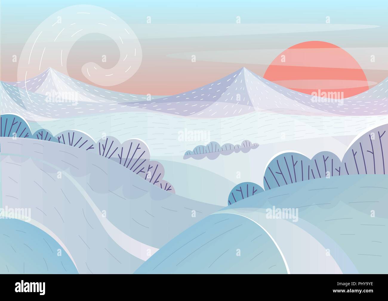 Landscape blue sky red Stock Vector Images - Alamy