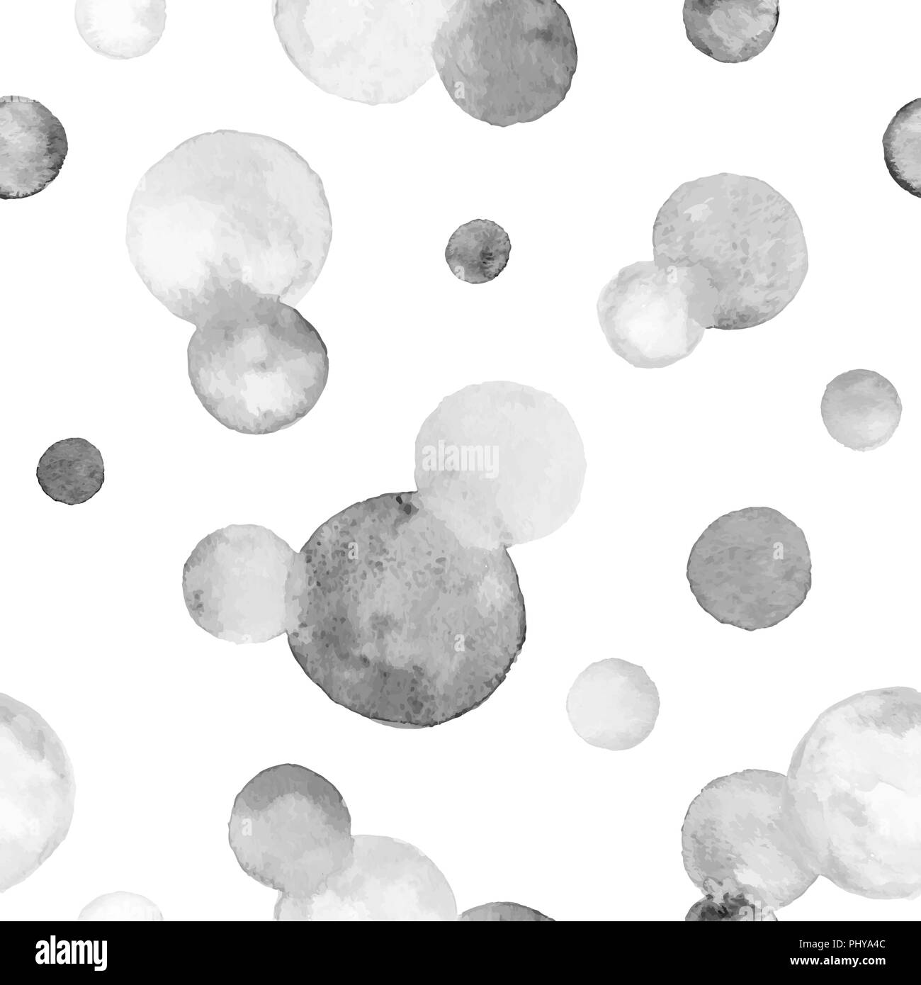 Watercolor circles black on white. Seamless pattern. Watercolor ...