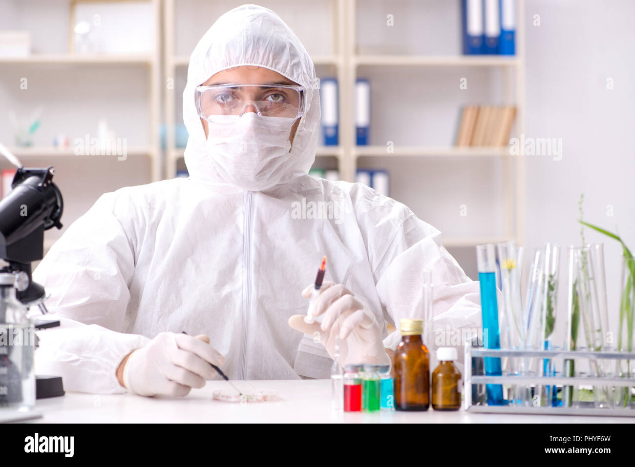 Biotechnology scientist chemist working in lab Stock Photo - Alamy