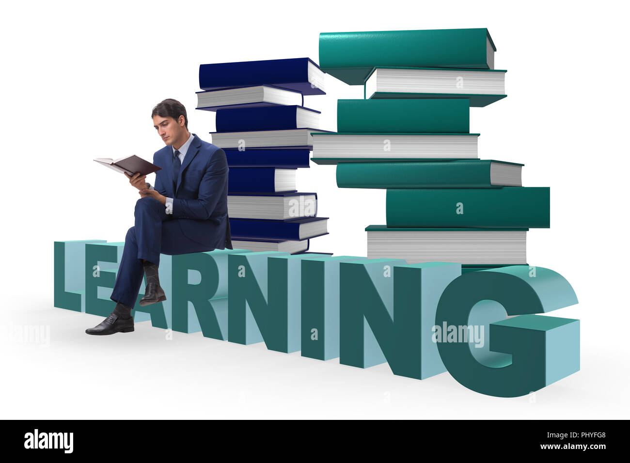 Happy businessman book in Cut Out Stock Images & Pictures - Alamy