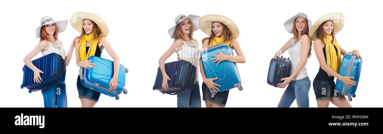 Woman going to summer vacation isolated on white Stock Photo - Alamy