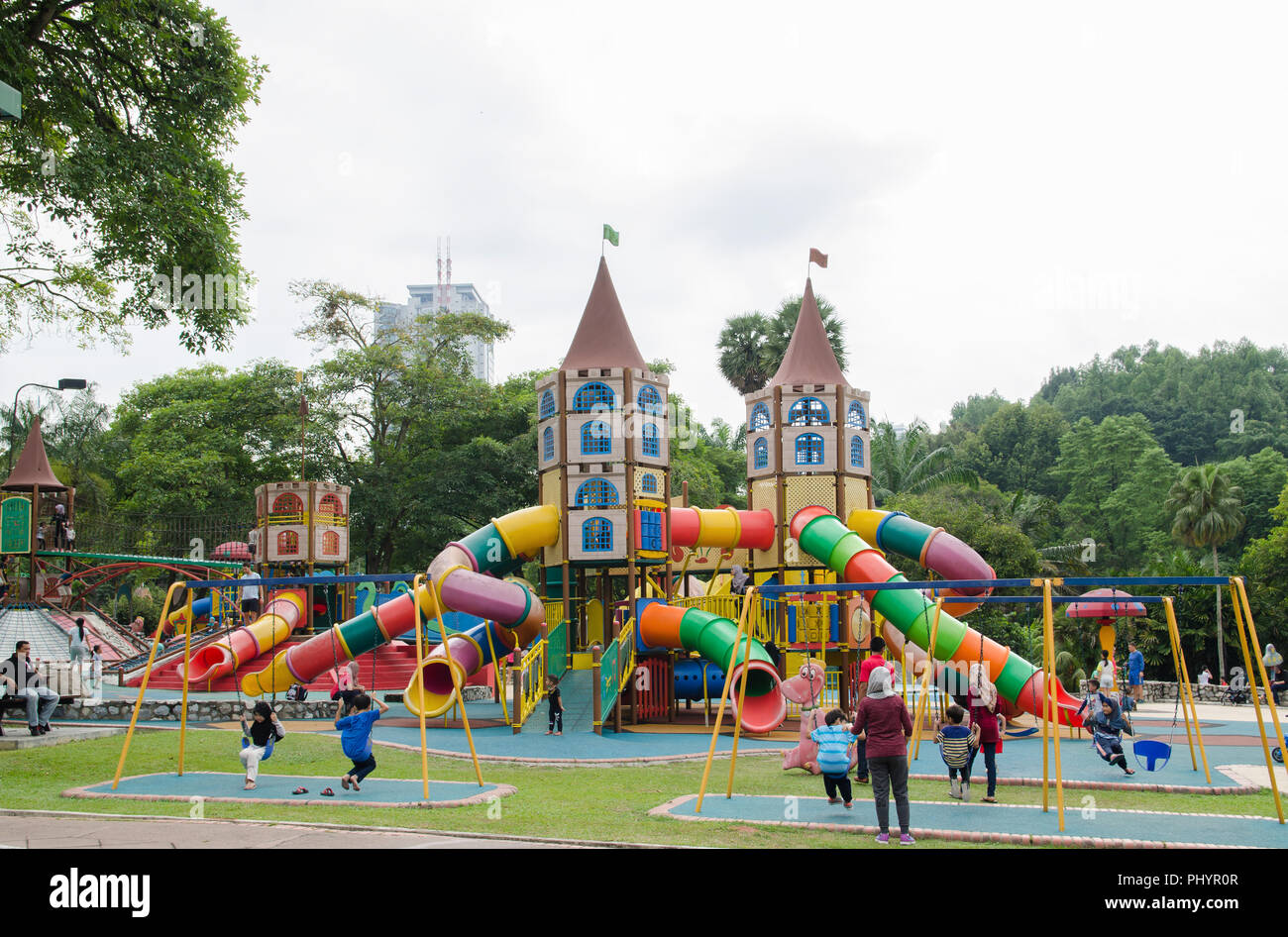 Kuala Lumpur,Malaysia – August 31,2018 : Children can seen playing the ...