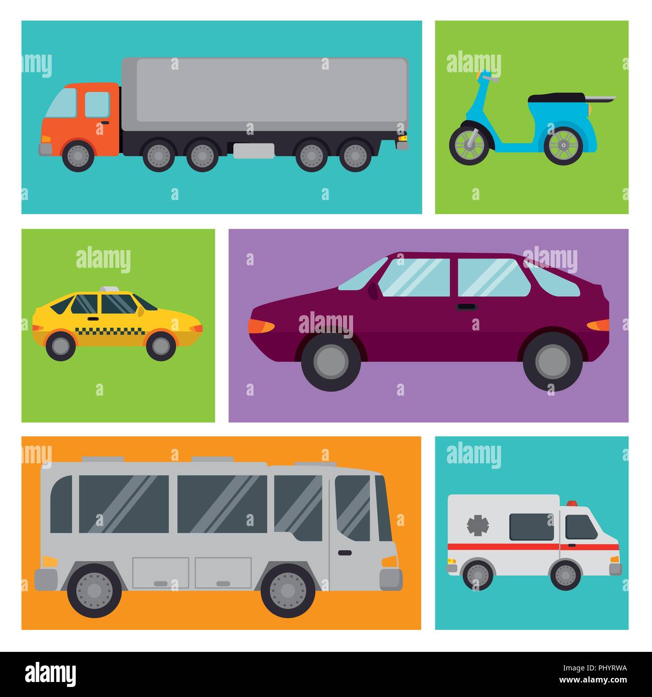 transport logistic set vehicles vector illustration design Stock Vector ...