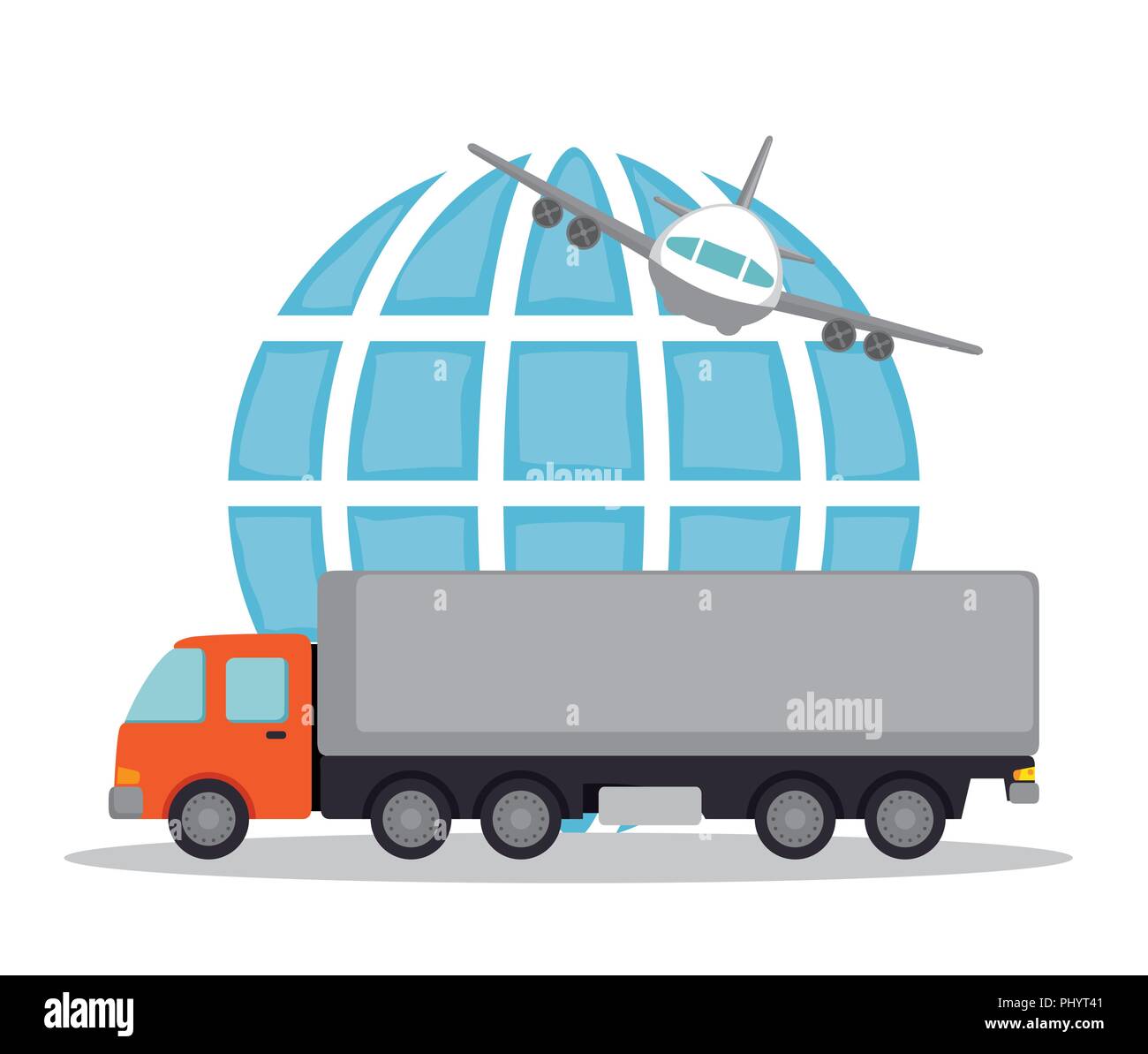 transport logistic set vehicles vector illustration design Stock Vector ...