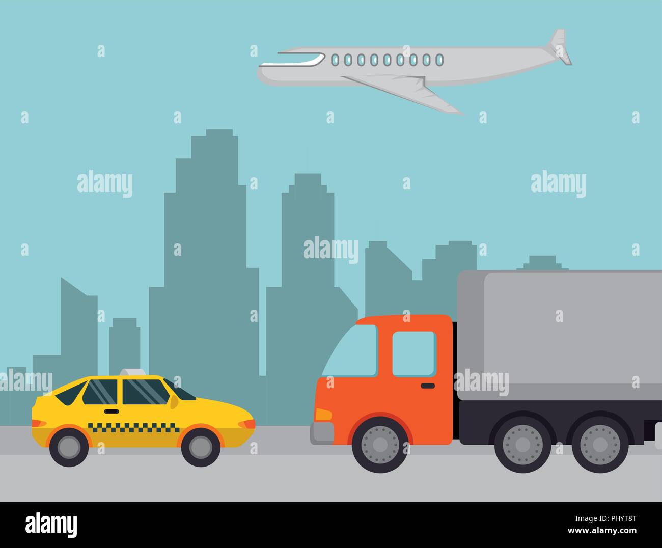 transport logistic set vehicles vector illustration design Stock Vector ...