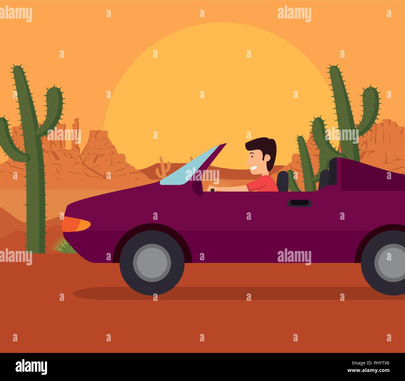 Man Driving Convertible Stock Vector Images Alamy