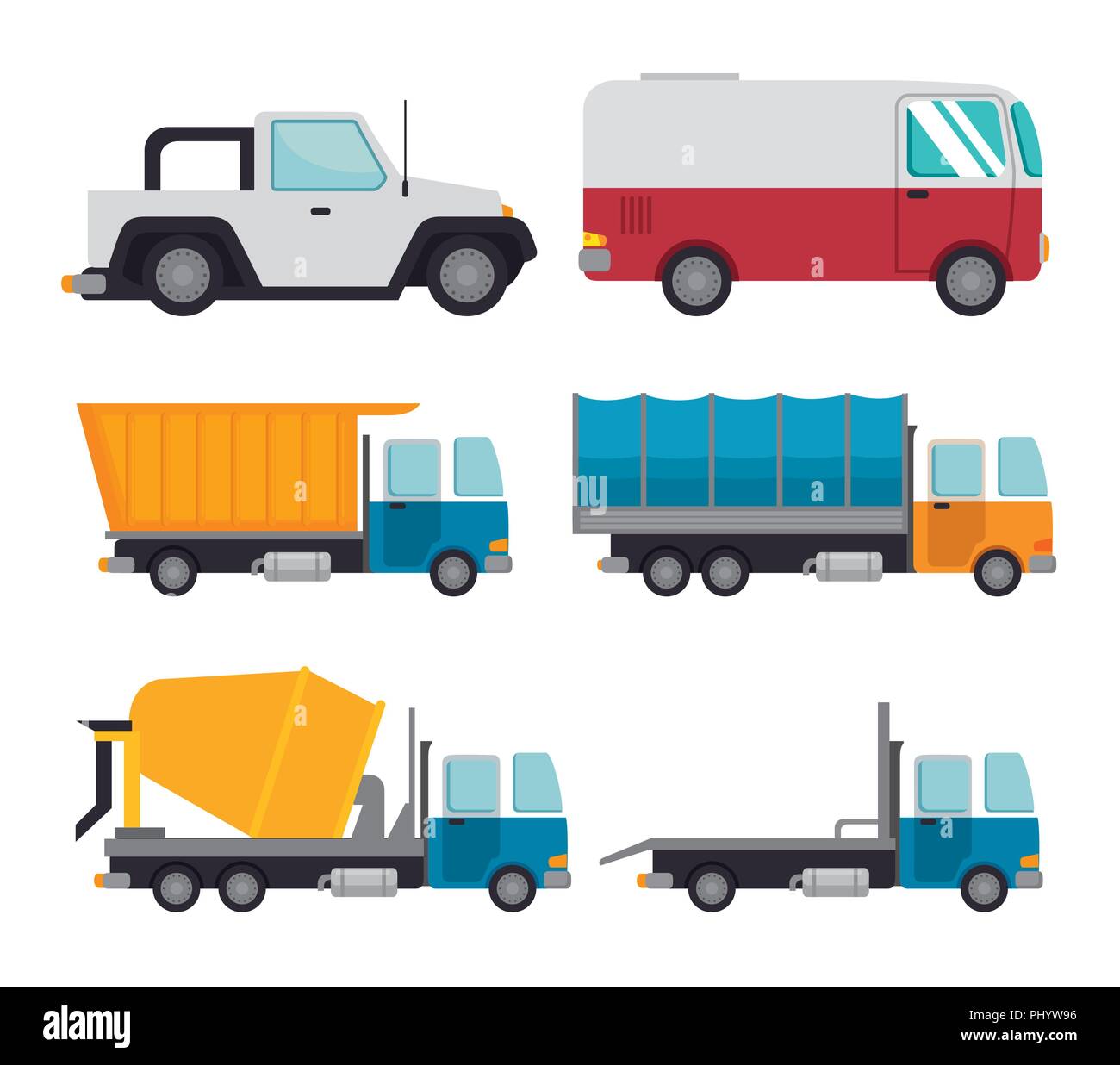 transport logistic set vehicles vector illustration design Stock Vector ...