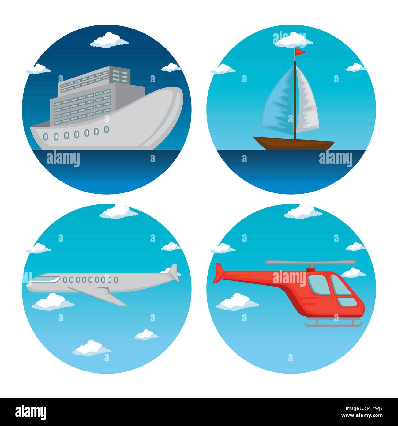 transport logistic set vehicles vector illustration design Stock Vector ...