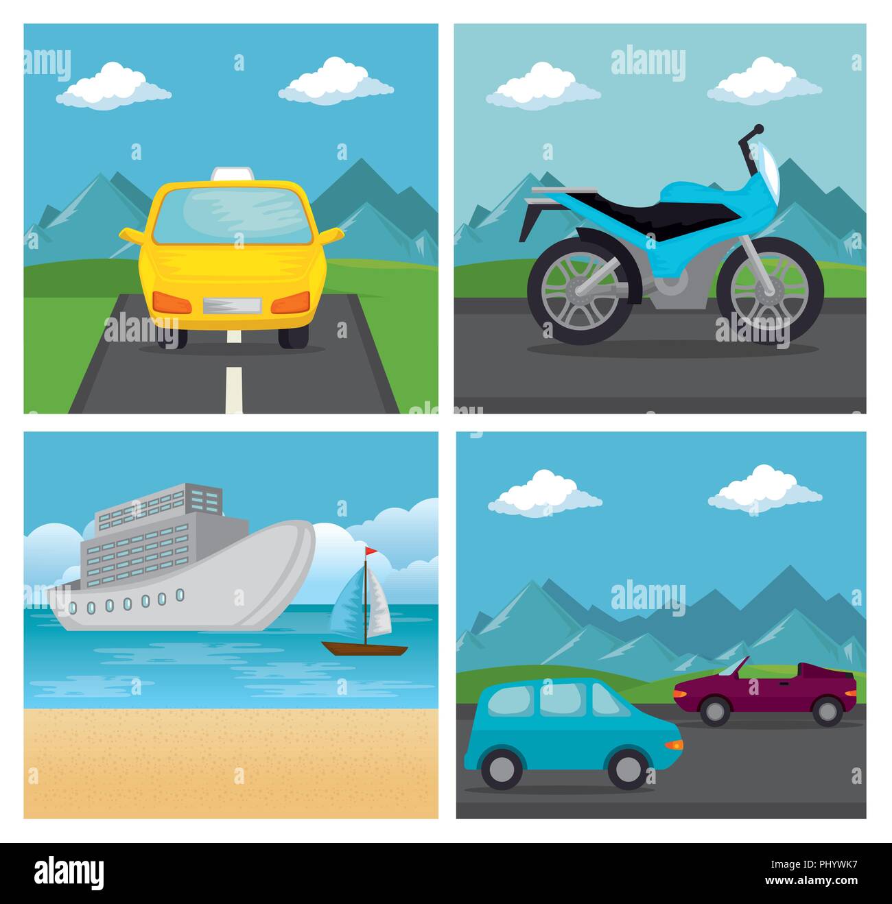 transport logistic set vehicles vector illustration design Stock Vector ...