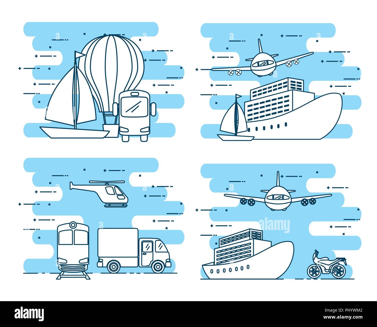 transport logistic set vehicles vector illustration design Stock Vector ...