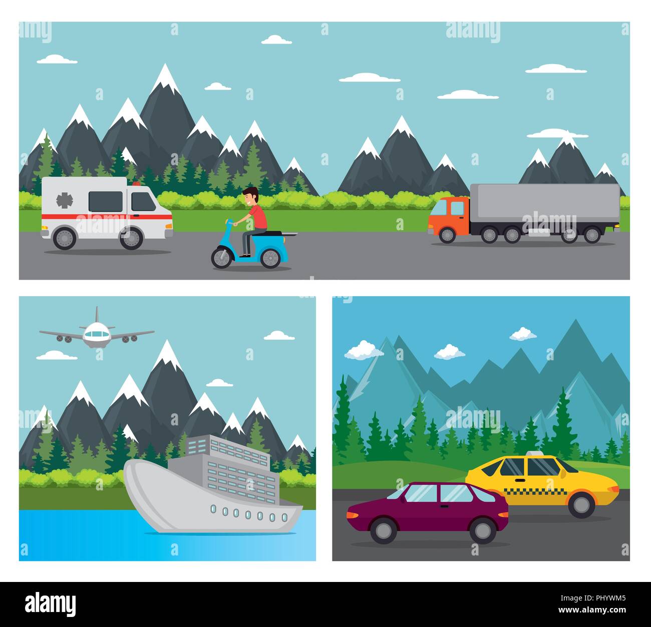 transport logistic set vehicles vector illustration design Stock Vector ...