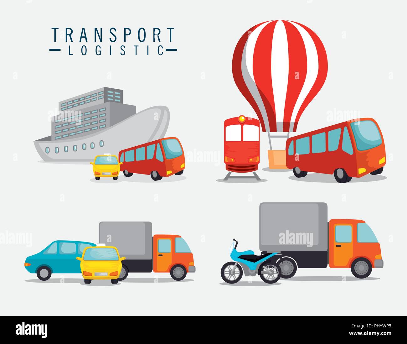 transport logistic set vehicles vector illustration design Stock Vector ...