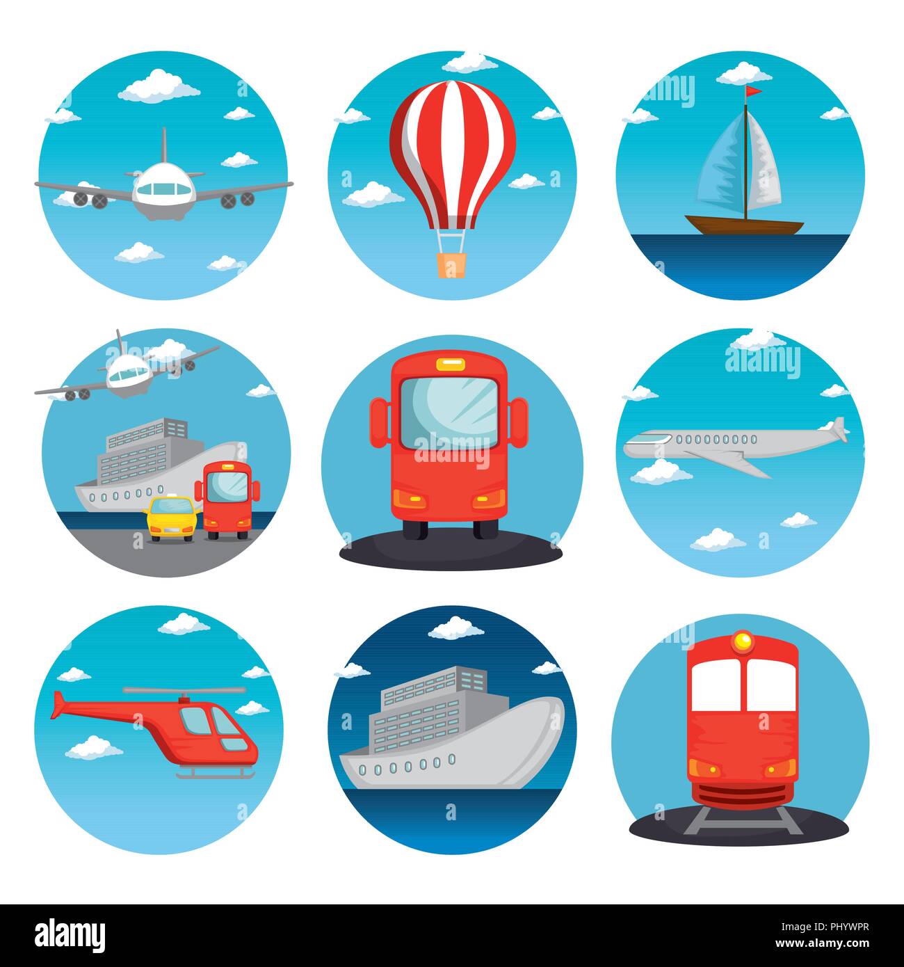 transport logistic set vehicles vector illustration design Stock Vector ...