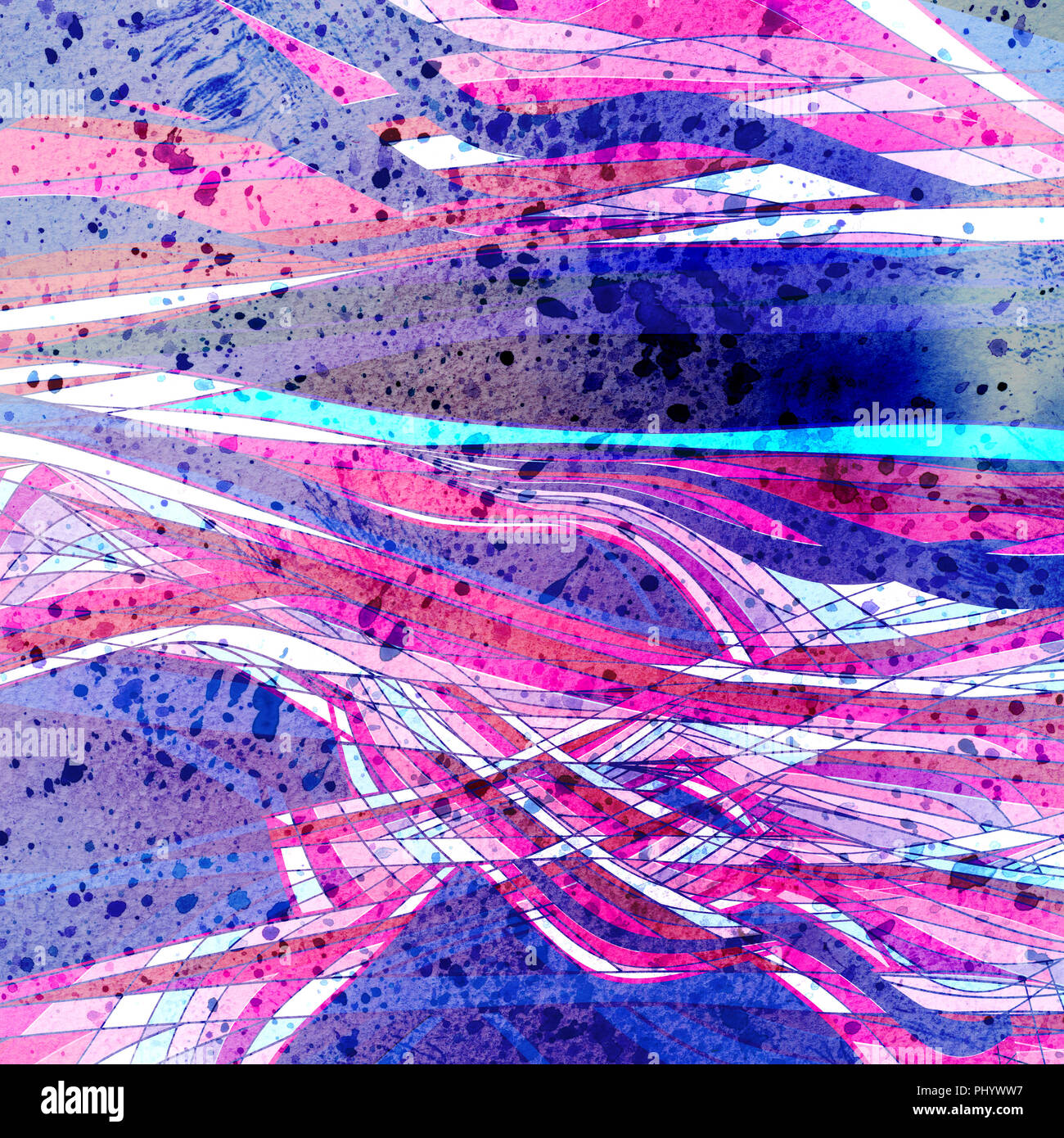 Abstract watercolor bright background with different colorful wave ...