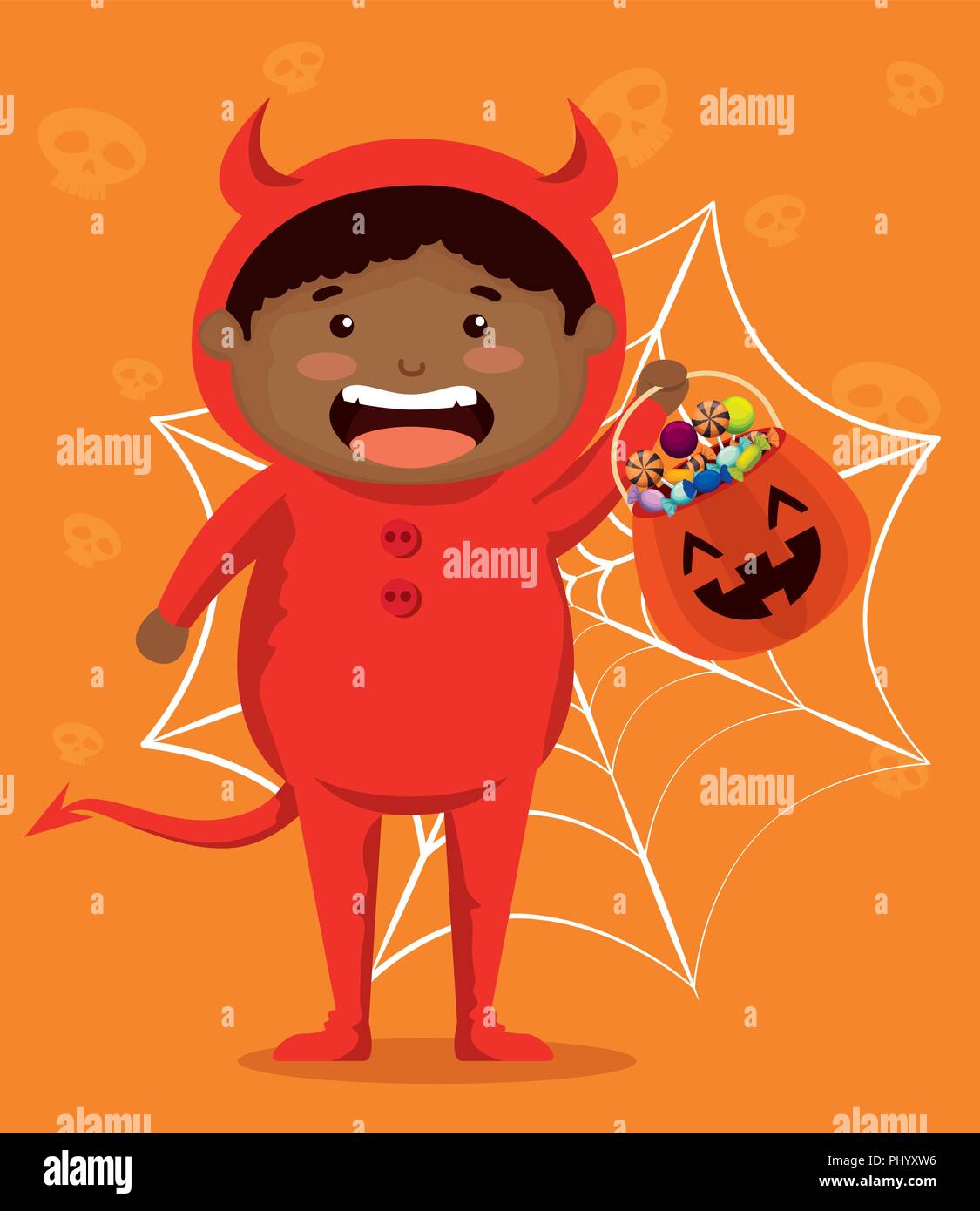 boy dressed up as a little devil vector illustration design Stock ...