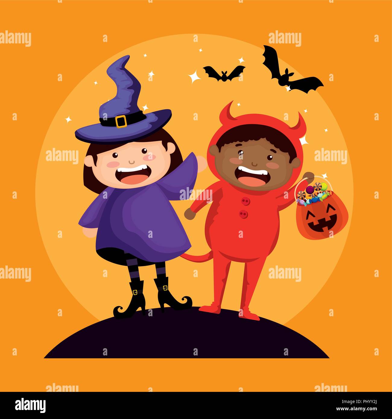 Child dressed devil Stock Vector Images - Alamy