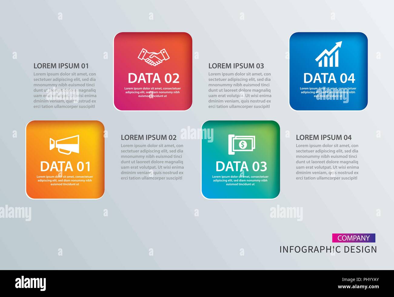 Infographics square paper with 4 data template. Vector illustration ...