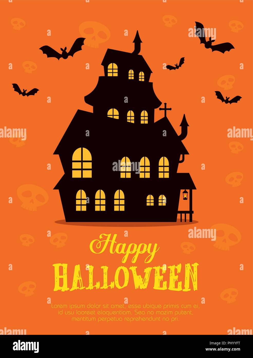 happy halloween card with enchanted castle Stock Vector Image & Art - Alamy