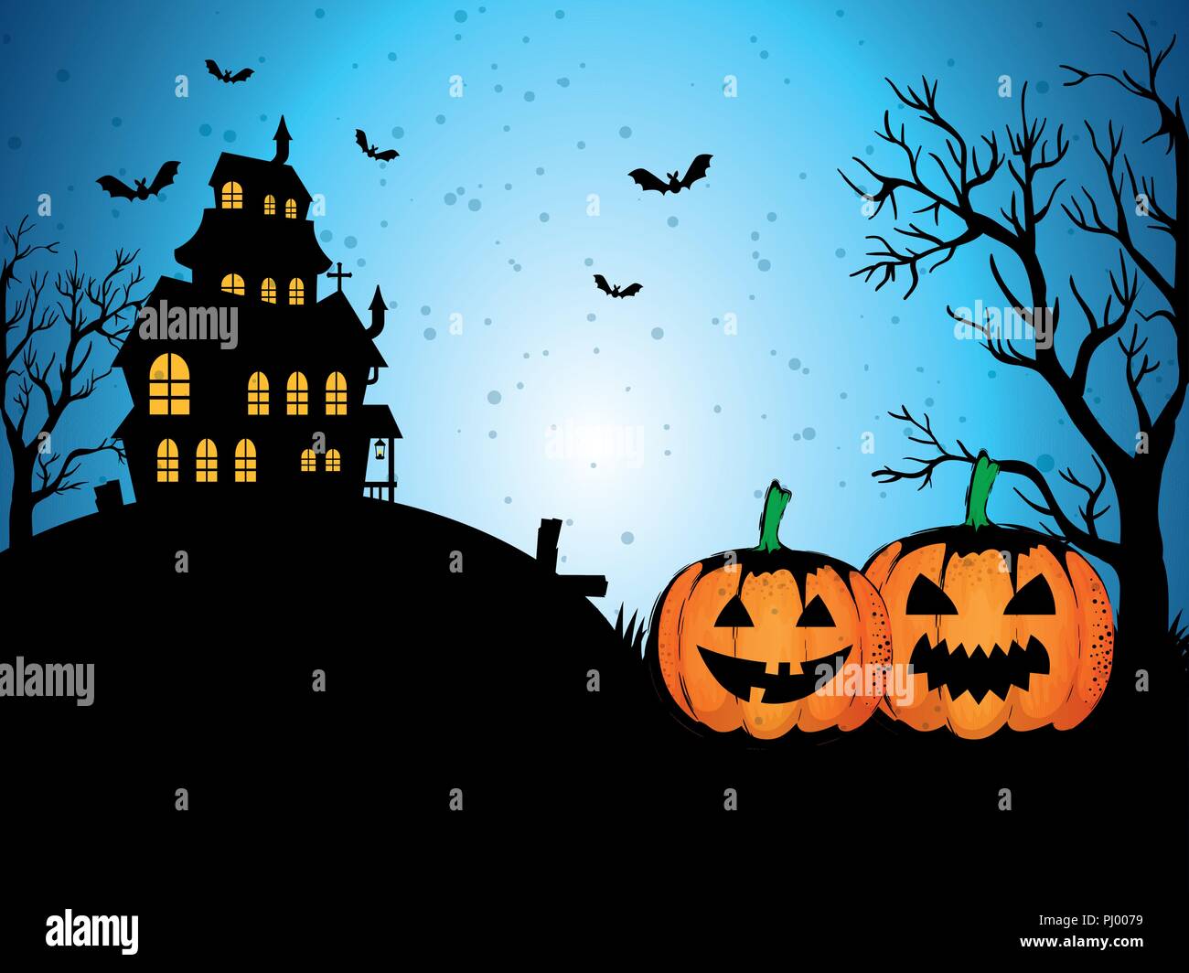 happy halloween card with enchanted castle Stock Vector Image & Art - Alamy