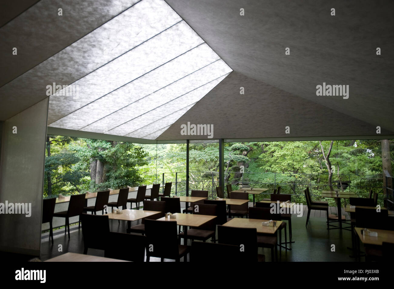 Photo shows the interior of the cafe at the Nezu Museum of Art in ...