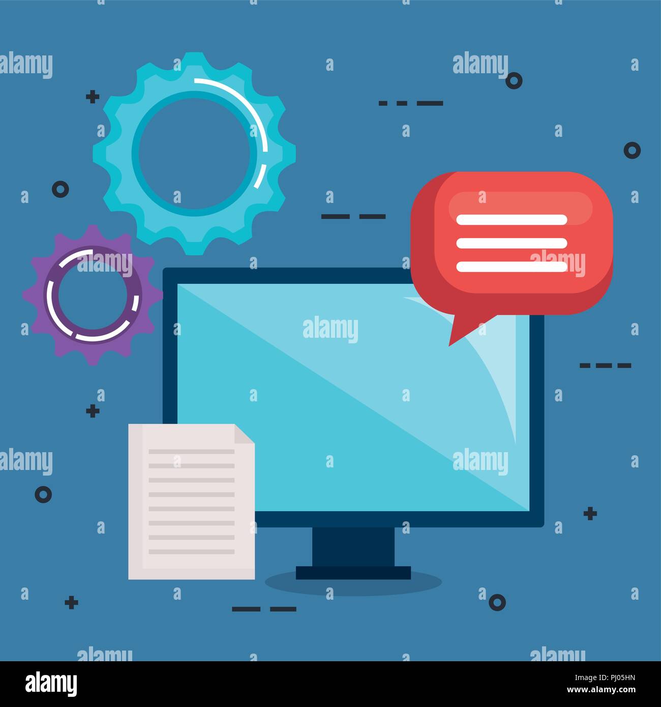 computer monitor with teamwork icons Stock Vector Image & Art - Alamy