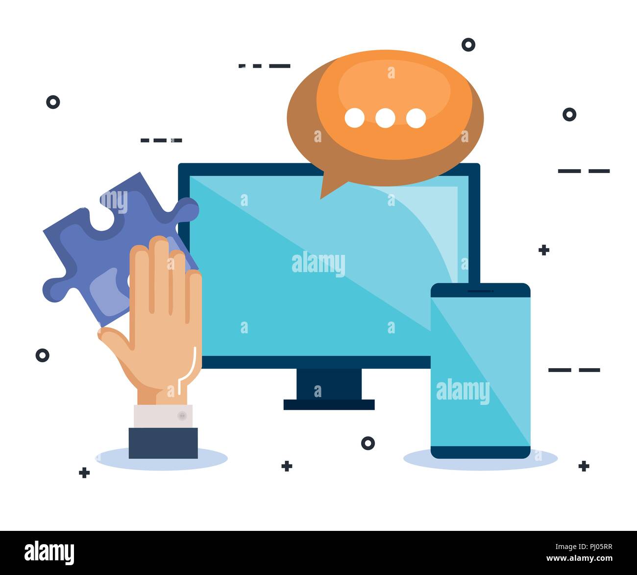 computer monitor with teamwork icons Stock Vector Image & Art - Alamy