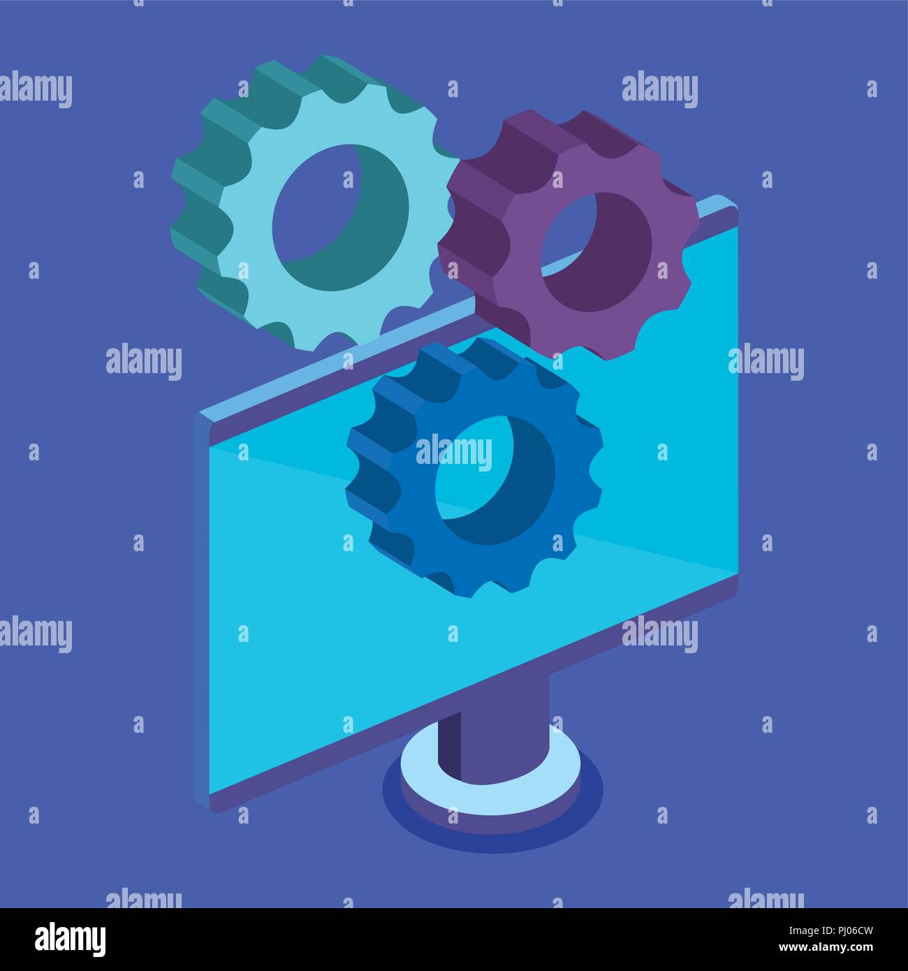 computer desktop with gears icons Stock Vector Image & Art - Alamy