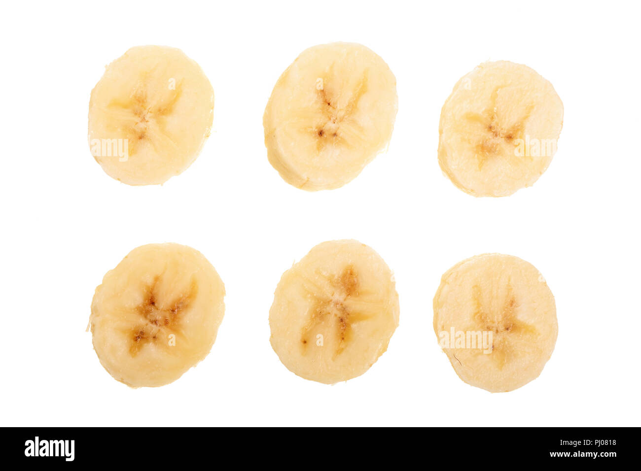 banana sliced isolated on white background. Top view. Flat lay Stock ...