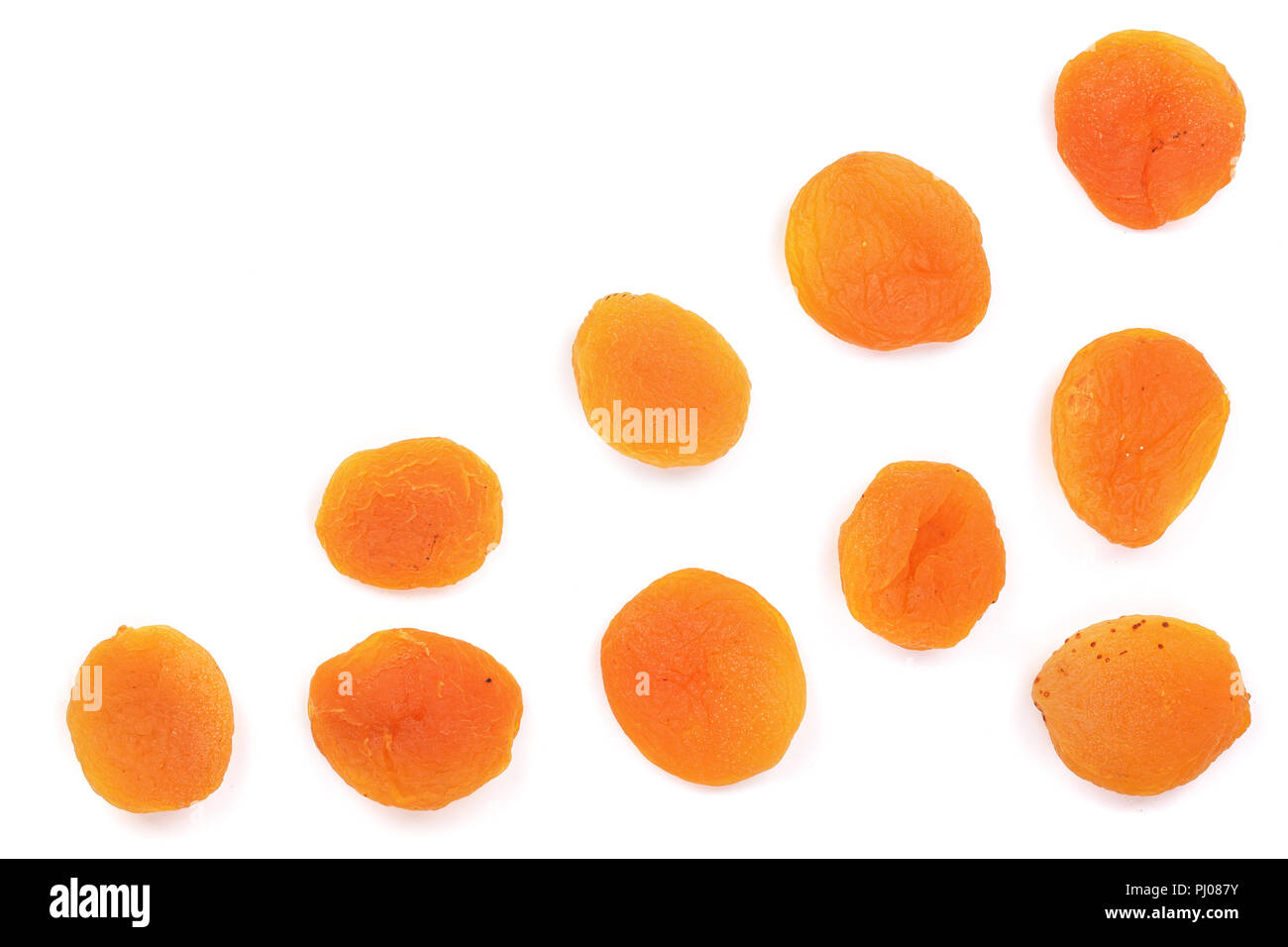 Dried apricots isolated on a white background with copy space for your ...