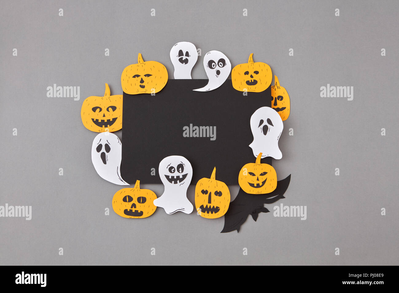 Halloween party handmade card of laughing flying ghosts, spirits, scary ...