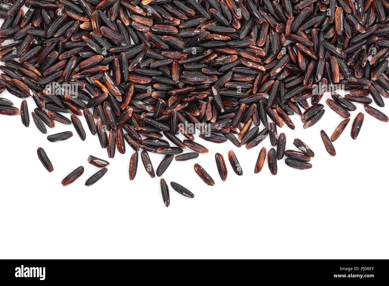 Black wild rice isolated on white background with copy space for your ...