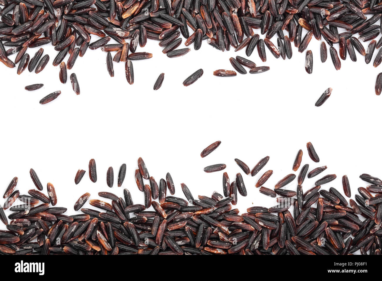 Black wild rice isolated on white background with copy space for your ...